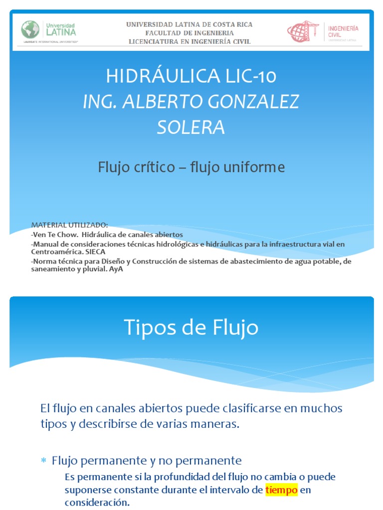 H - S07 Flujo Crítico - Flujo Uniforme | PDF | Canal | Descarga ...