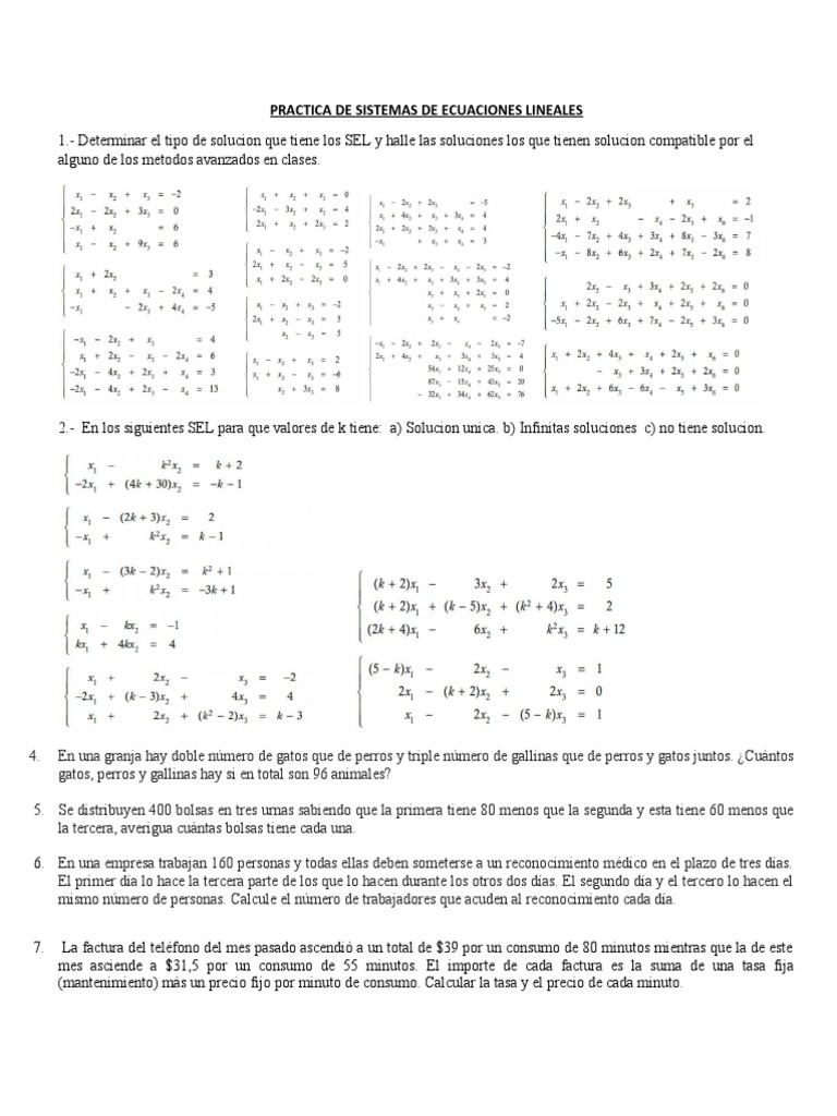 SEL-Practica-sistemas-ecuaciones | PDF