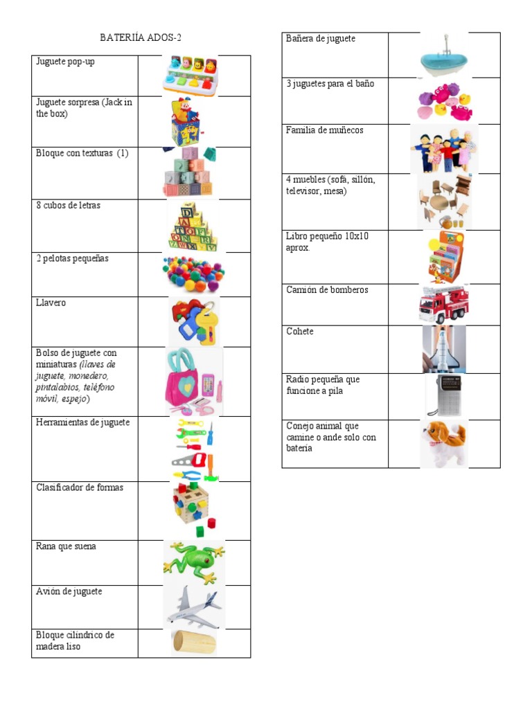 Materiales y Juguetes para ADOS-2 | PDF | Libros para adolescentes