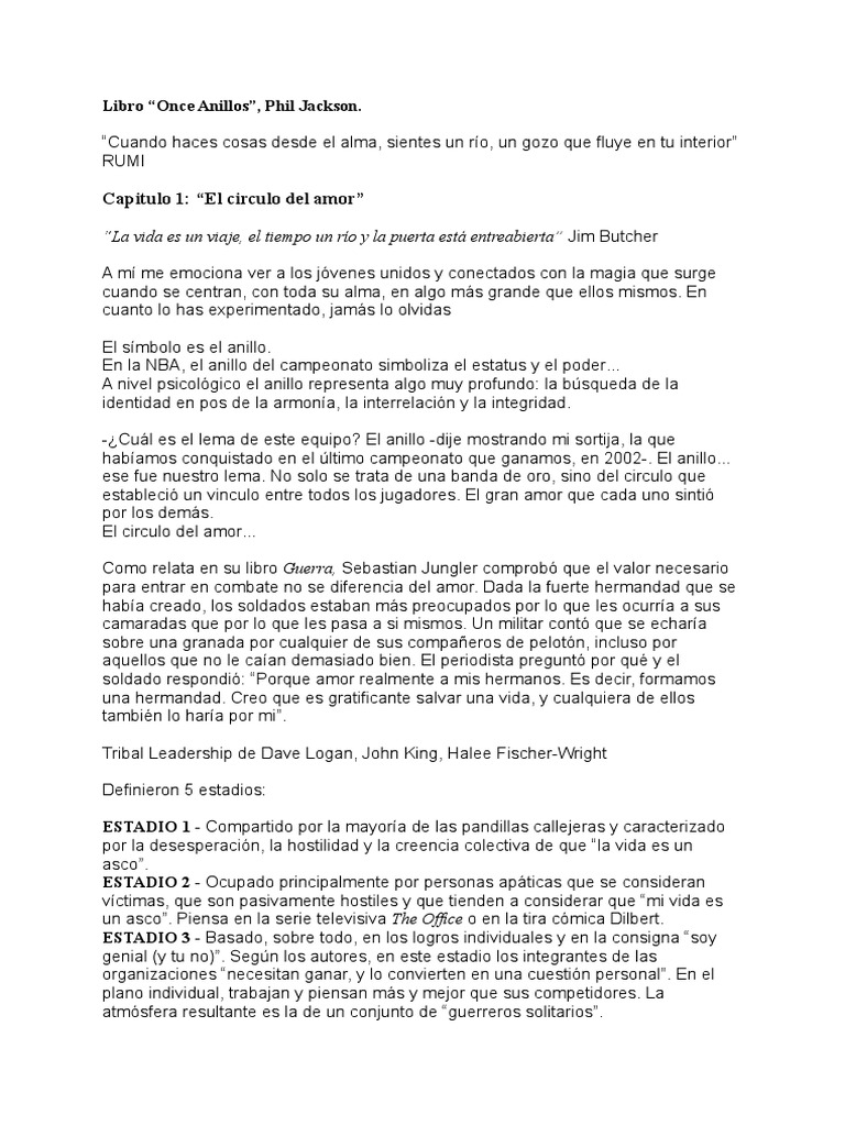 Once Anillos de Phil Jackson: los 11 principios del liderazgo | PDF ...