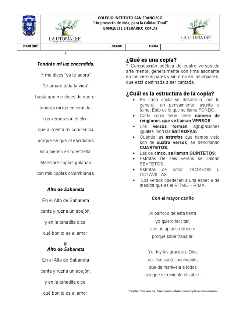 Coplas Colombianas y su Estructura | PDF