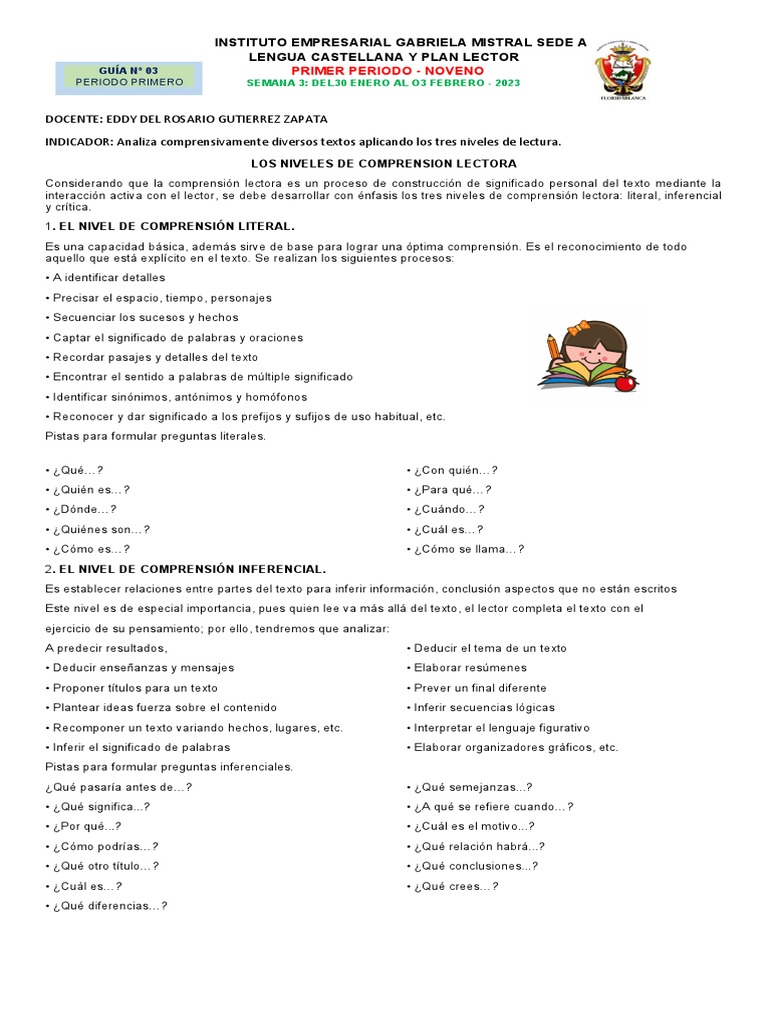 Los Niveles de Comprension Lectora | PDF | Comprensión lectora