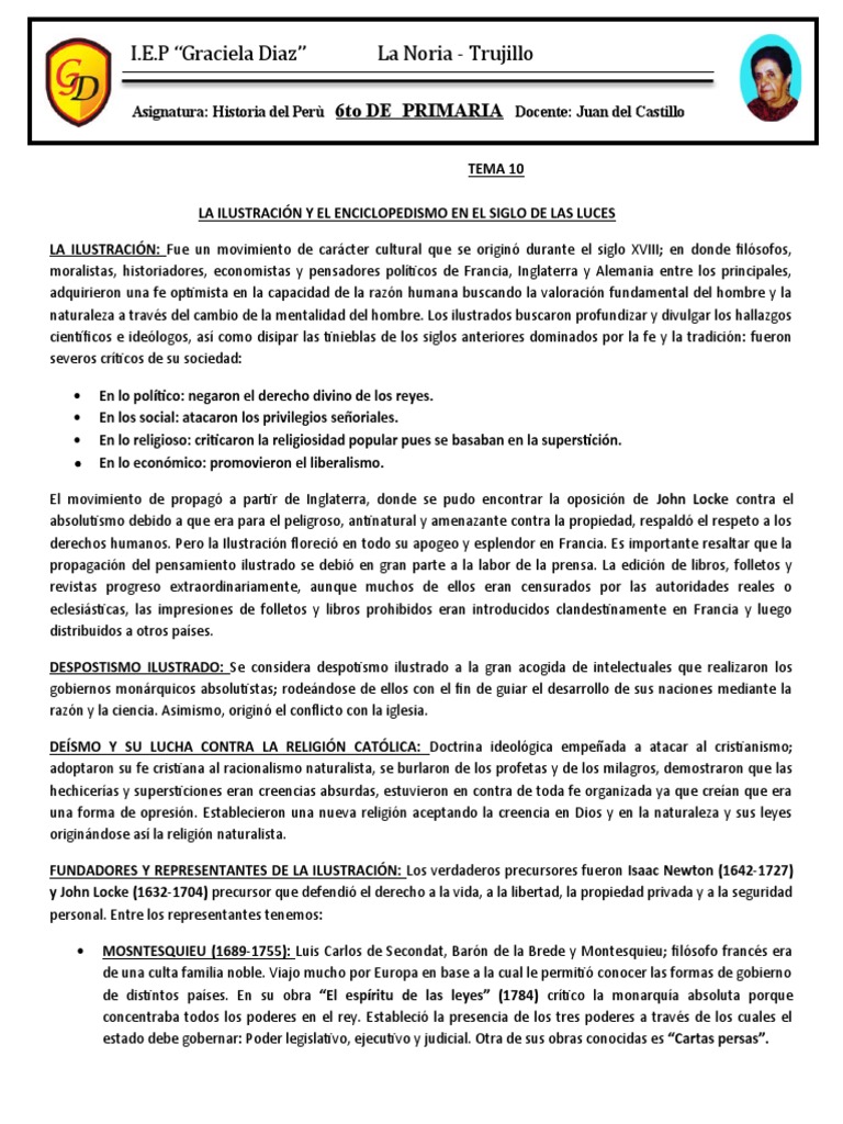 La Ilustración y El Enciclopedismo en El Siglo de Las Luces | PDF | Era de iluminacion | Voltaire