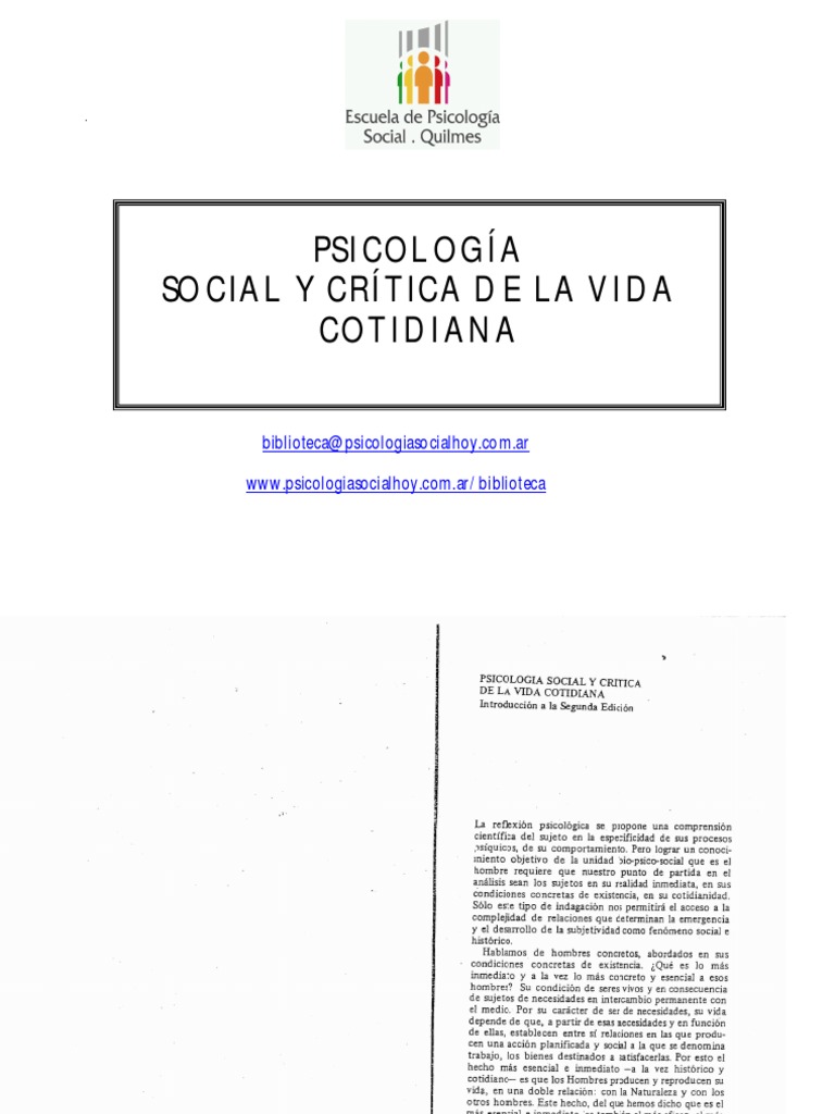 1 - Psicologia Social y Crítica de La Vida Cotidiana. Ana P de Quiroga ...