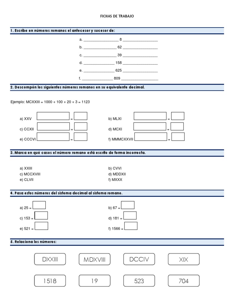 Practica Numeros Romanos | PDF | Aritmética | Matemáticas