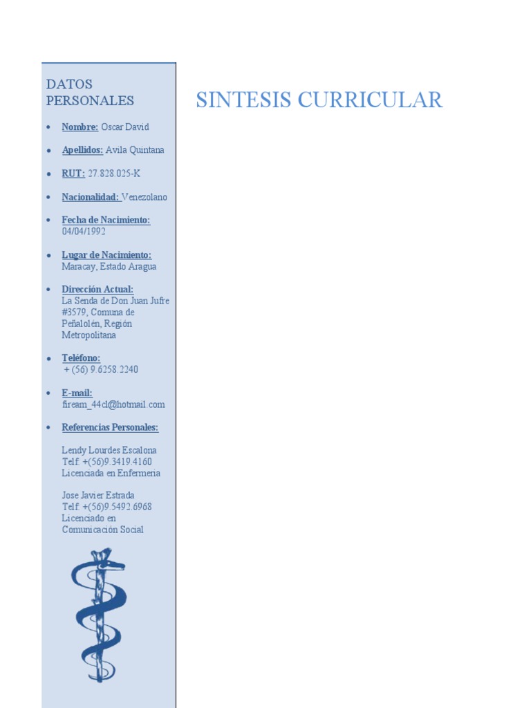 CV Oscar Avila | PDF | Venezuela | Medicina