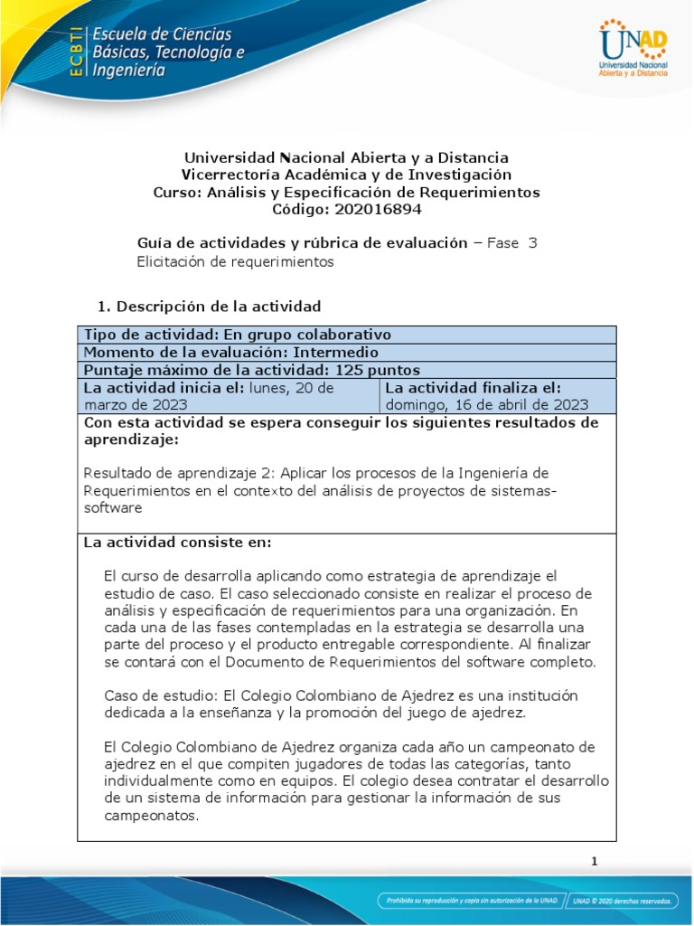 Guía de Actividades y Rúbrica de Evaluación - Unidad 2 - Fase 3 - Elicitación de Requerimientos ...