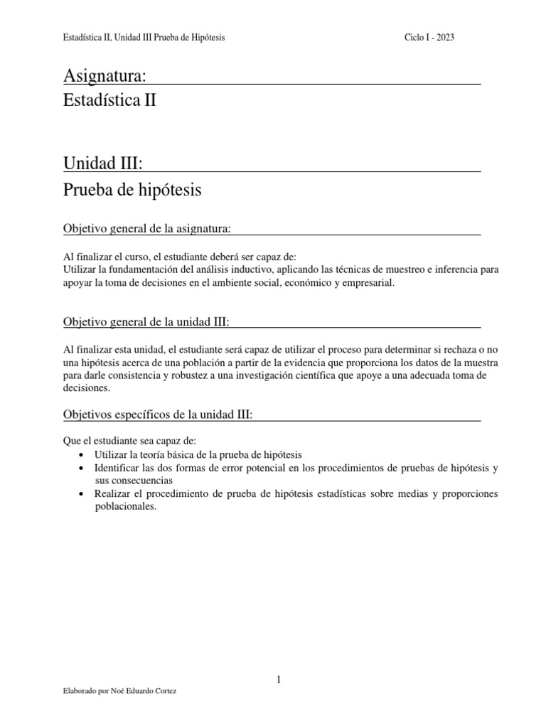 Guia de Ejercicios Unidad III | PDF | Prueba de hipótesis estadísticas ... Guia de Ejercicios Unidad III | PDF | Prueba de hipótesis estadísticas ...