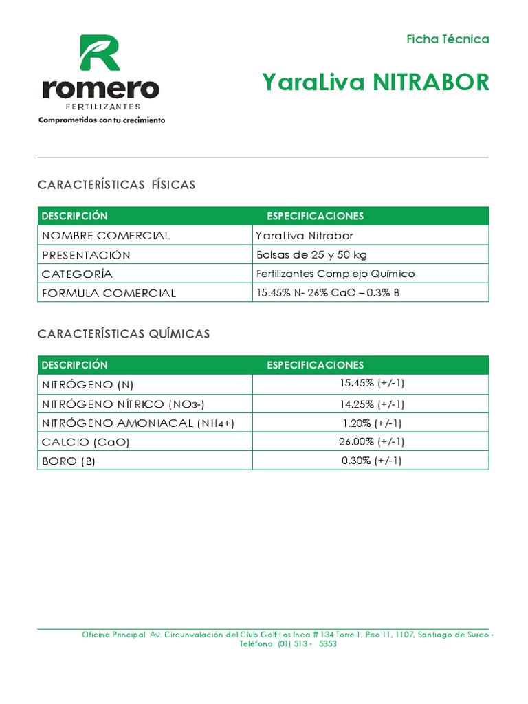 Ficha Técnica YaraLiva Nitrabor | PDF