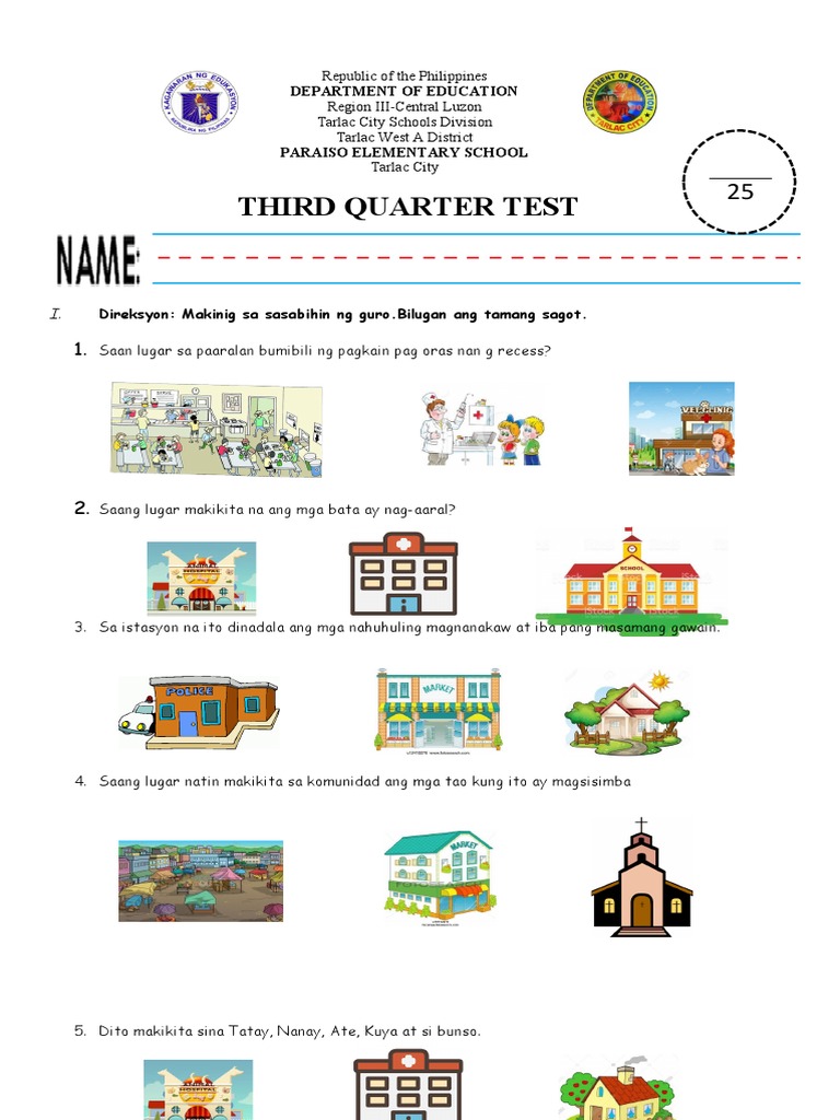 Third Quarter Test: Department of Education | PDF