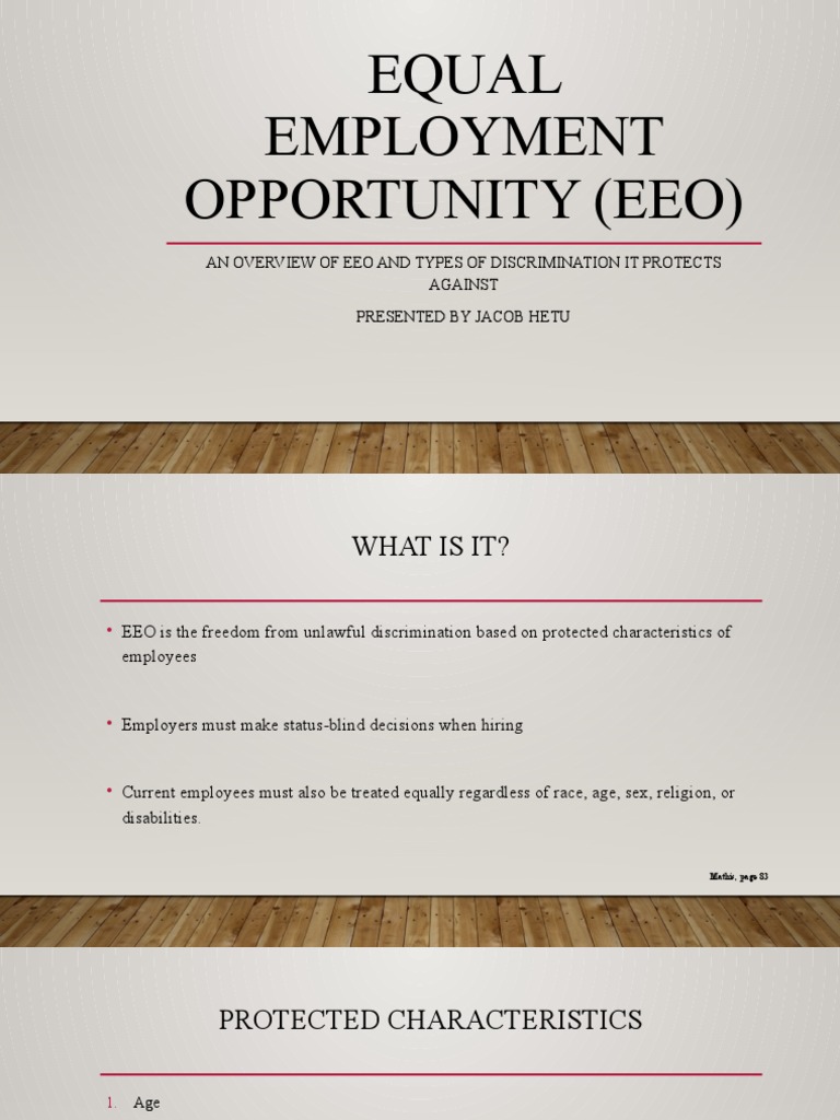 Equal Employment Opportunity Eeo | PDF | Discrimination | Equal Pay For Equal Work