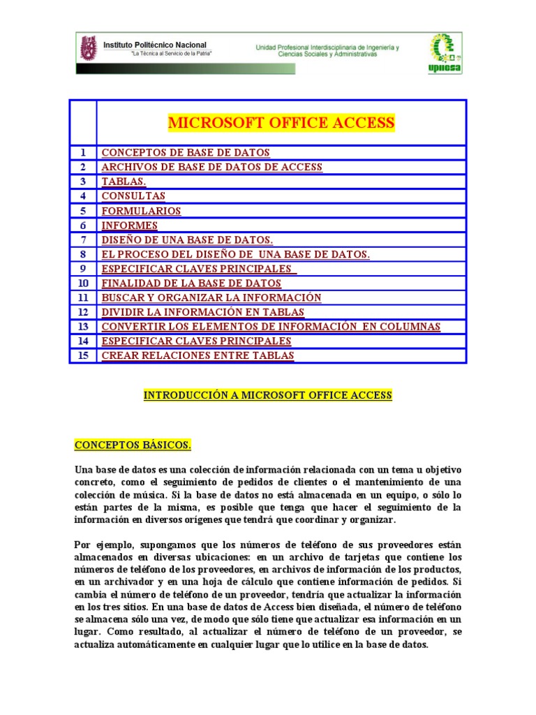 Curso de Access | PDF | Bases de datos | Información