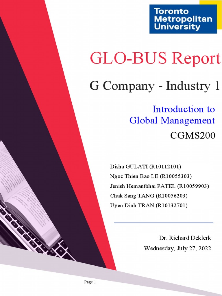G Company GLO-BUS Report: A Strategic Analysis of Financial Performance, Targets, Competitive ...