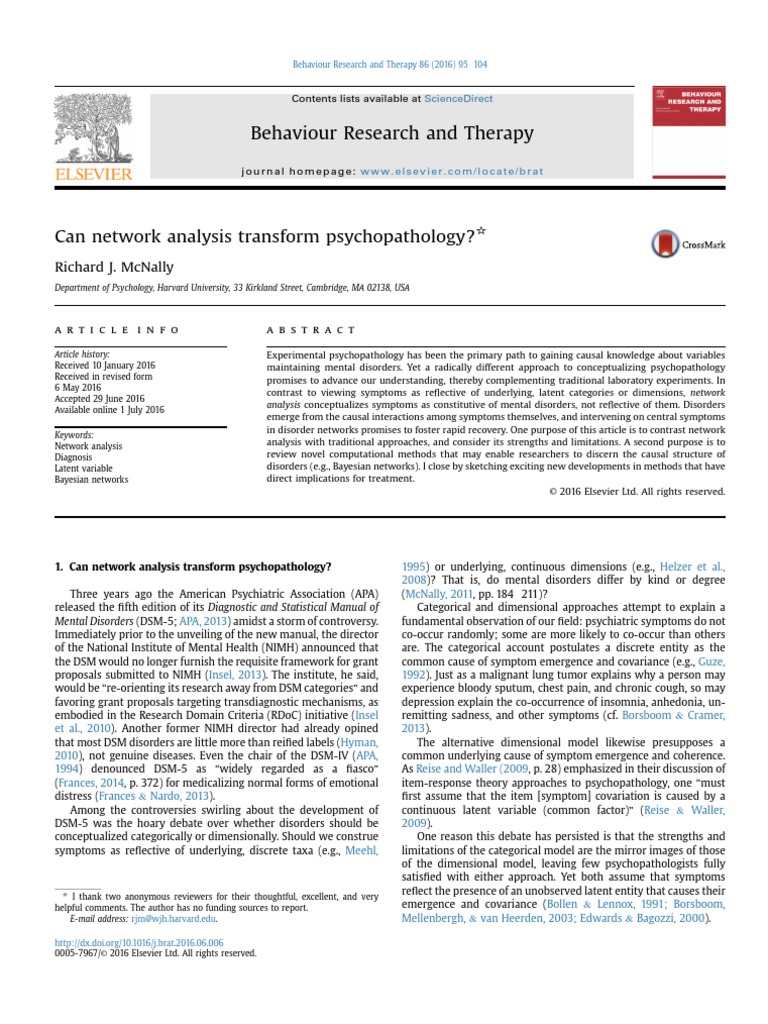 16 Network Analysis McNally-2016-BRAT | PDF | Mental Disorder | Diagnostic And Statistical ...