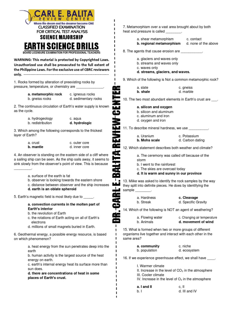 MLET2023 - MSTeams-Earth Science Drills | PDF | Rock (Geology) | Earth