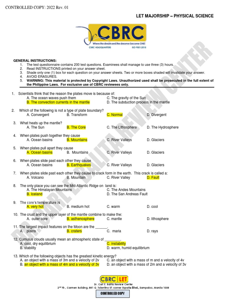 Anskey S2022 Daily Physci | PDF | Plate Tectonics | Rock (Geology)