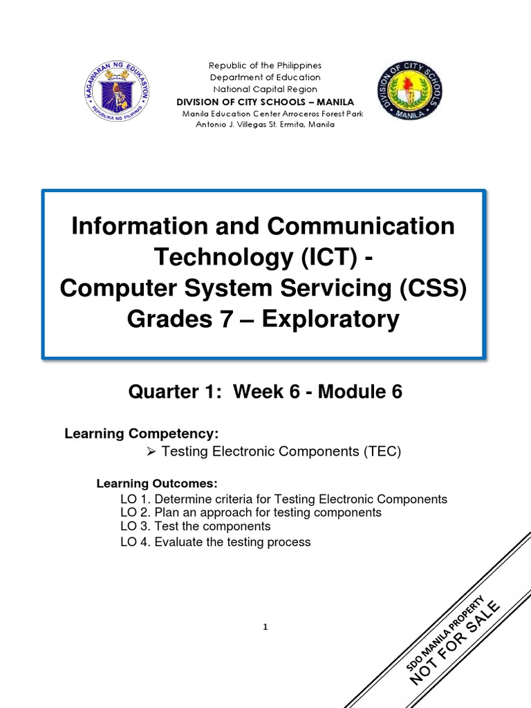 TLE-TE 7 - Q1 - W6 - Mod6 - ICT CSS | PDF | Electronics | Computing