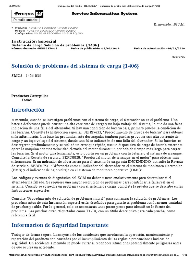 Solución de Problemas Del Sistema de Carga (1406) | PDF | Corriente ...