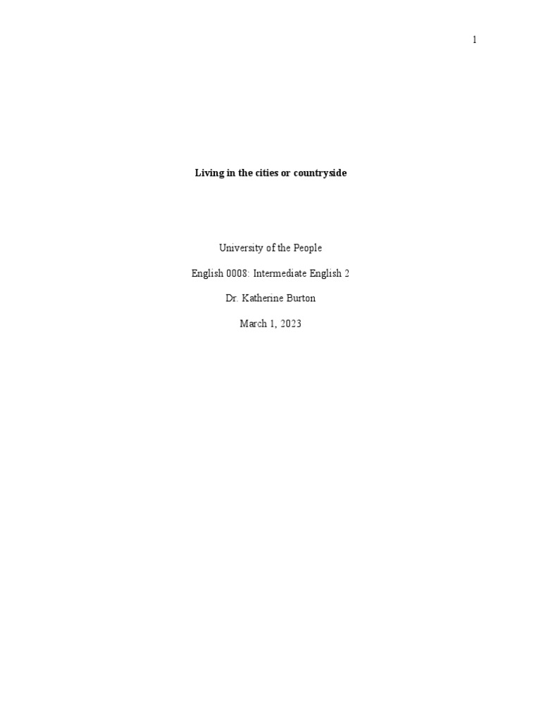 Countryside vs. City Living: A Comparison | PDF | Cost Of Living ...