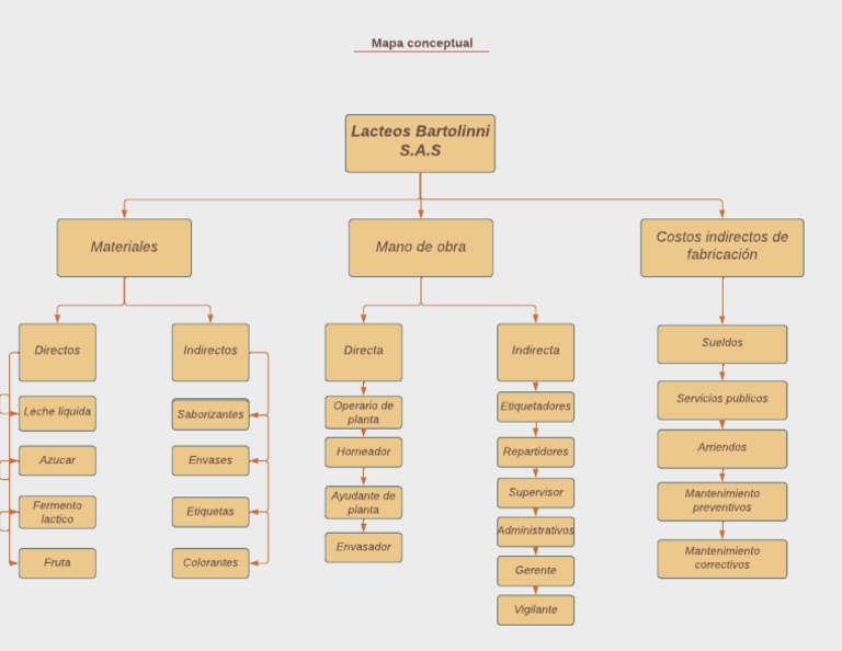 Mapa conceptual de los costos directos e indirectos en la producción láctea de Lacteos ...