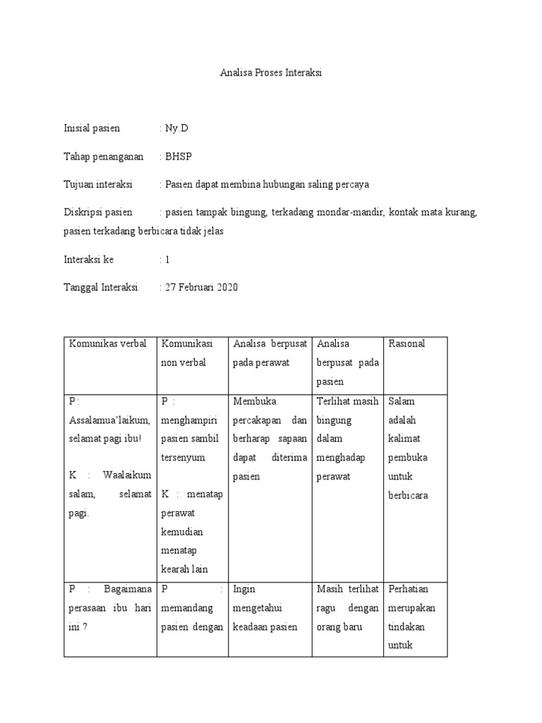 Analisa Proses Interaksi Halusinasi BHSP | PDF