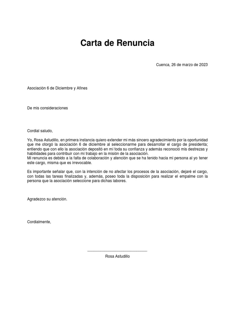 Carta de Renuncia | PDF