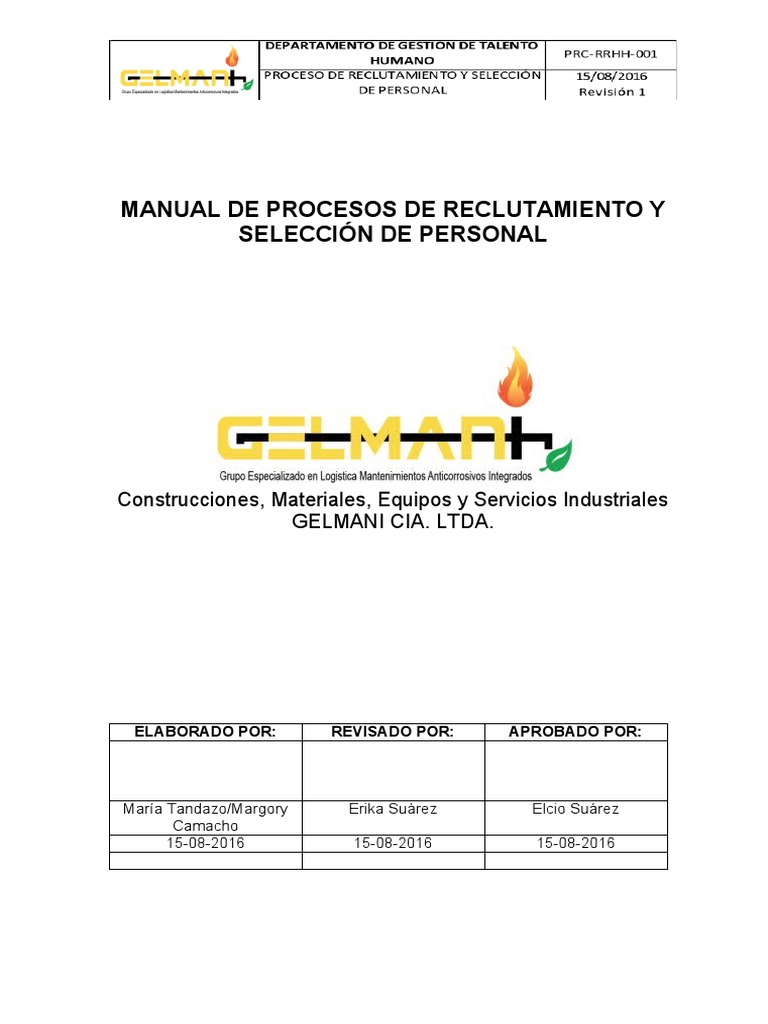 Manual de Procesos de Reclutamiento y Selección de Personal | Descargar gratis PDF ...