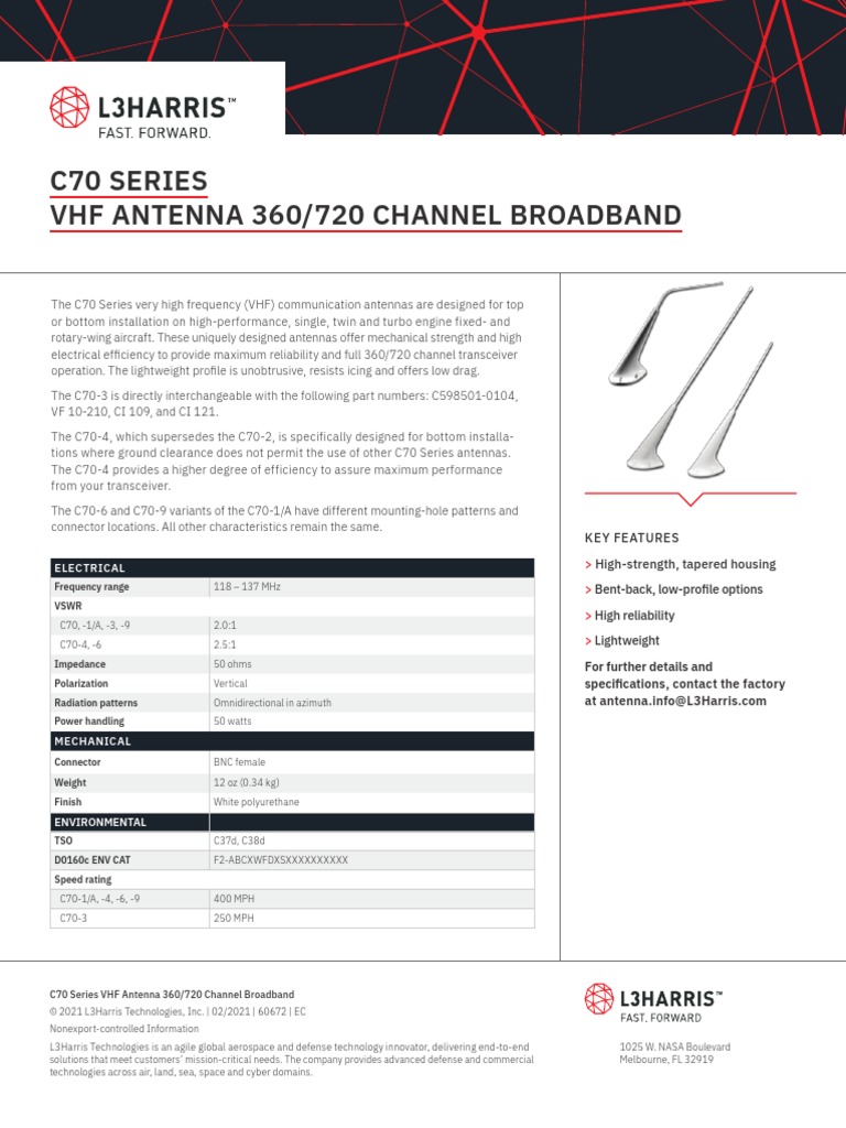 C70 Series VHF Antenna 360-720 Channel Broadband | PDF | Antenna (Radio ...