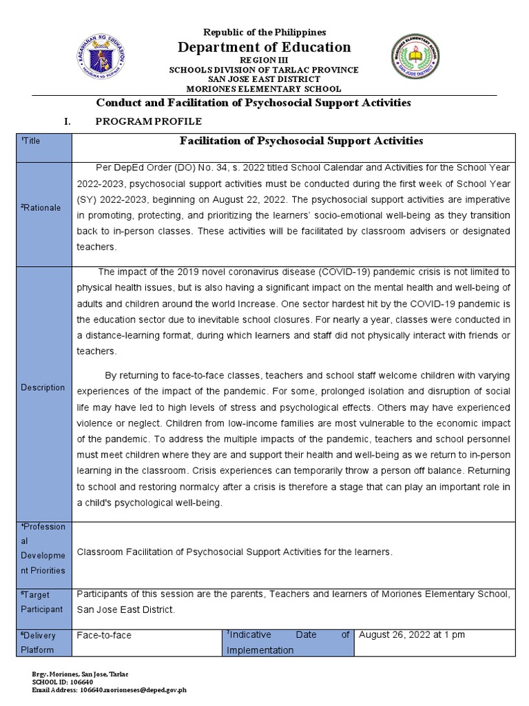 Psychosocial Support for Learners | PDF | Teachers | Psychosocial