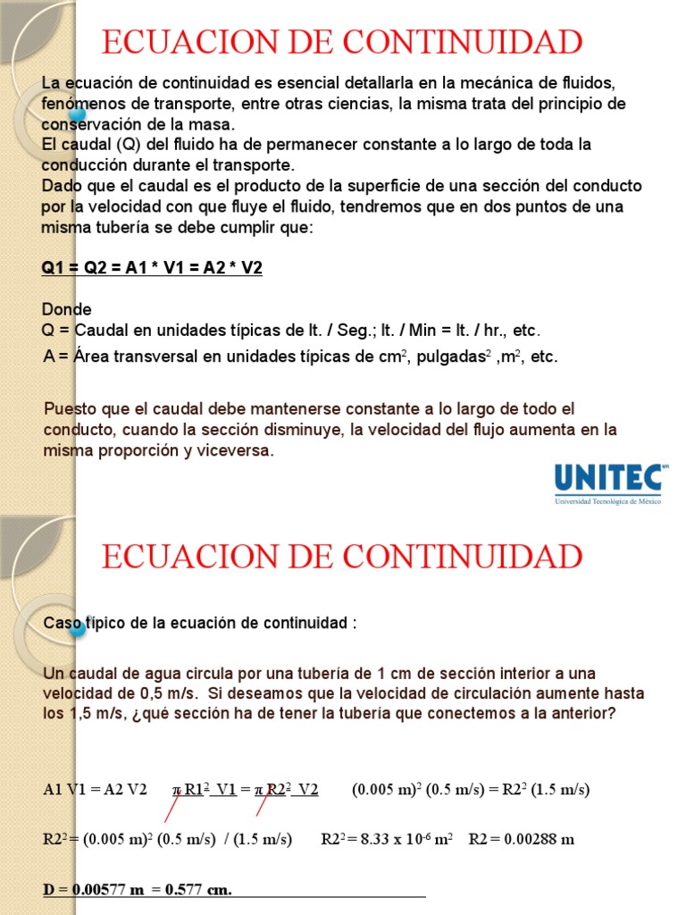 4 1.1 Ecuacion de Continuidad | PDF