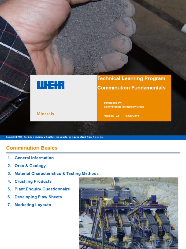 Comminution Process Fundamentals Training Course | PDF | Rock (Geology ...