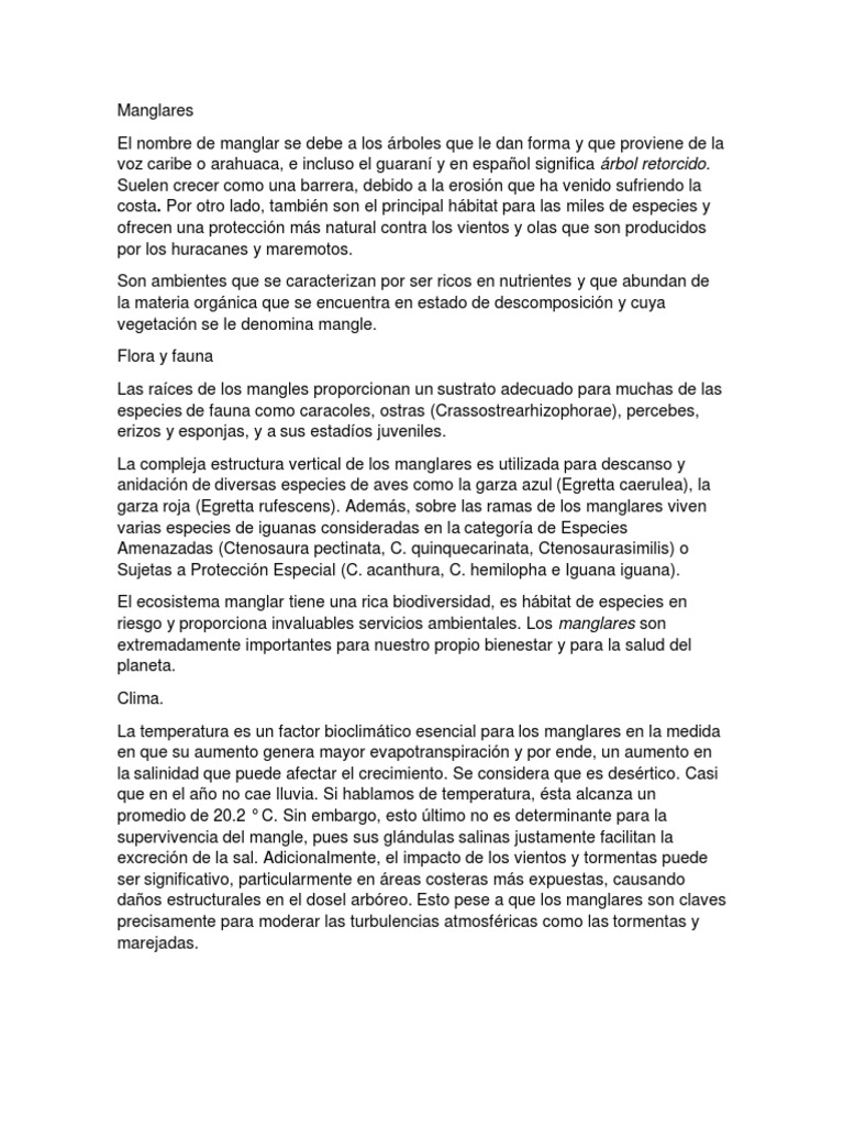 Importancia y características de los manglares | PDF | Mangle ...