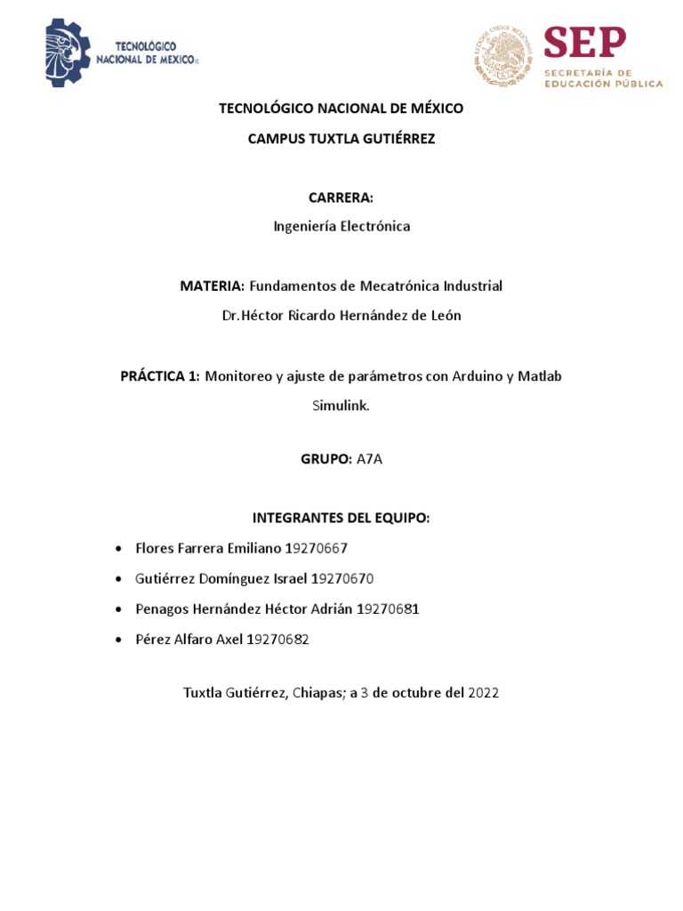 Práctica 1 Monitoreo Y Ajuste De Parámetros Con Arduino Y Matlab Simulink Pdf Arduino Matlab