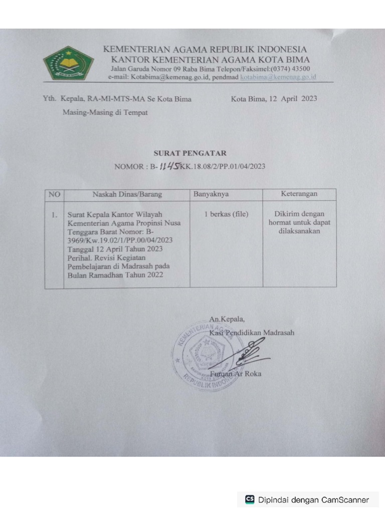 Revisi Kegiatan Pembelajaran Di Madrasah Pada Bulan Ramadhan Tahun 2023 | PDF