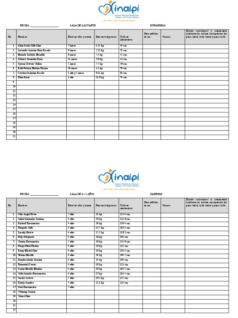 Listado Niños Inaipi | PDF