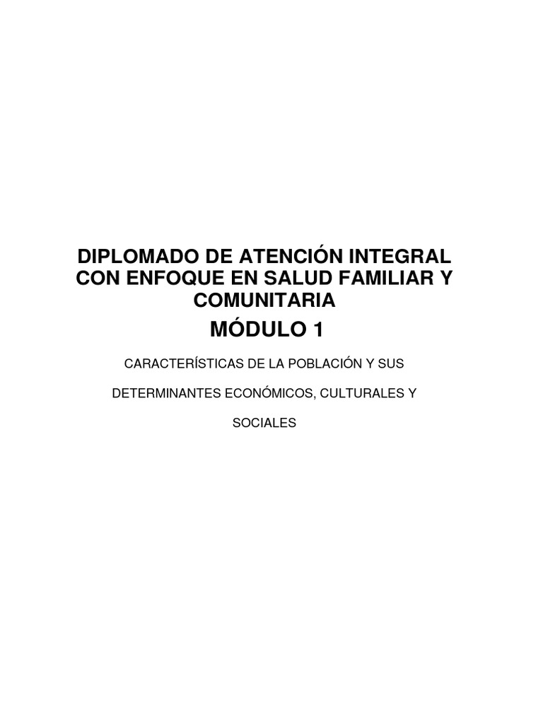 Modulo 1 Salud Familiar y Comunitaria ASOCIENF 2016 | PDF | Población | Desempleo