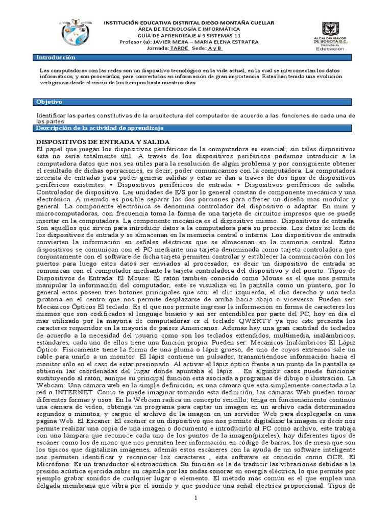 Guia 9 Insana | PDF | Hardware de la computadora | Periférico