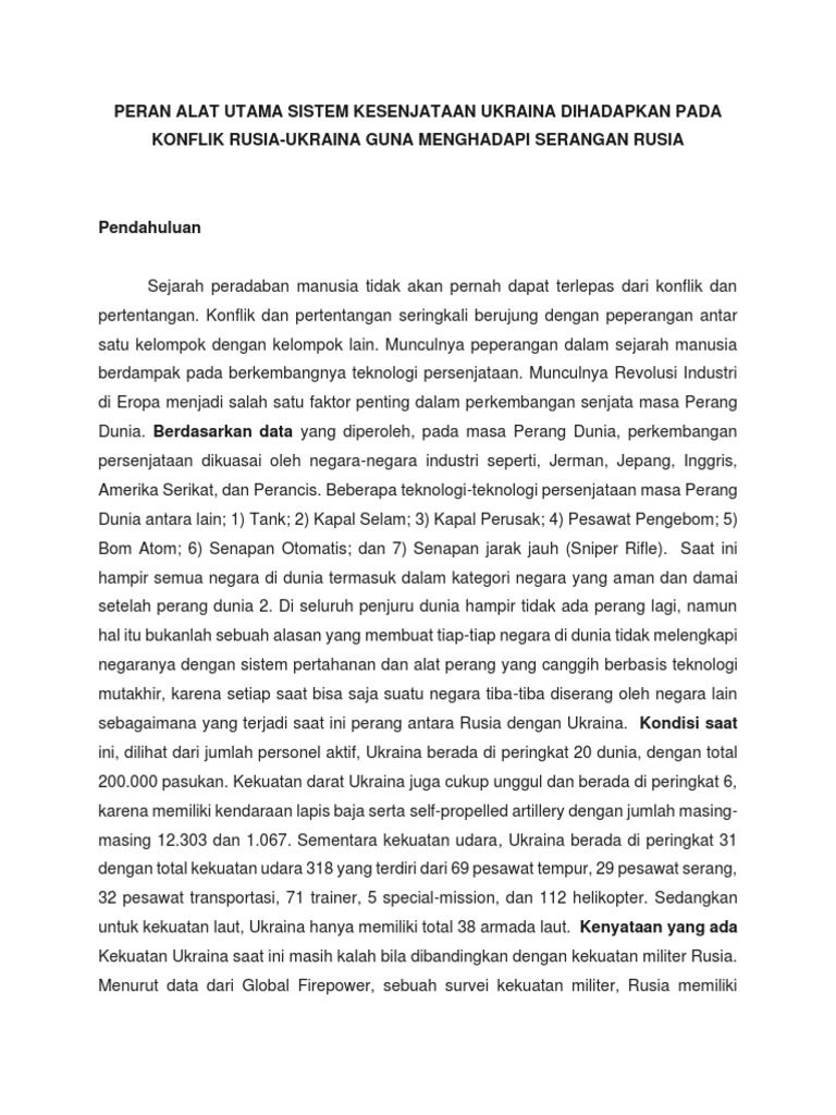 Esai Teknologi Alutsista Militer - Ukraina | PDF