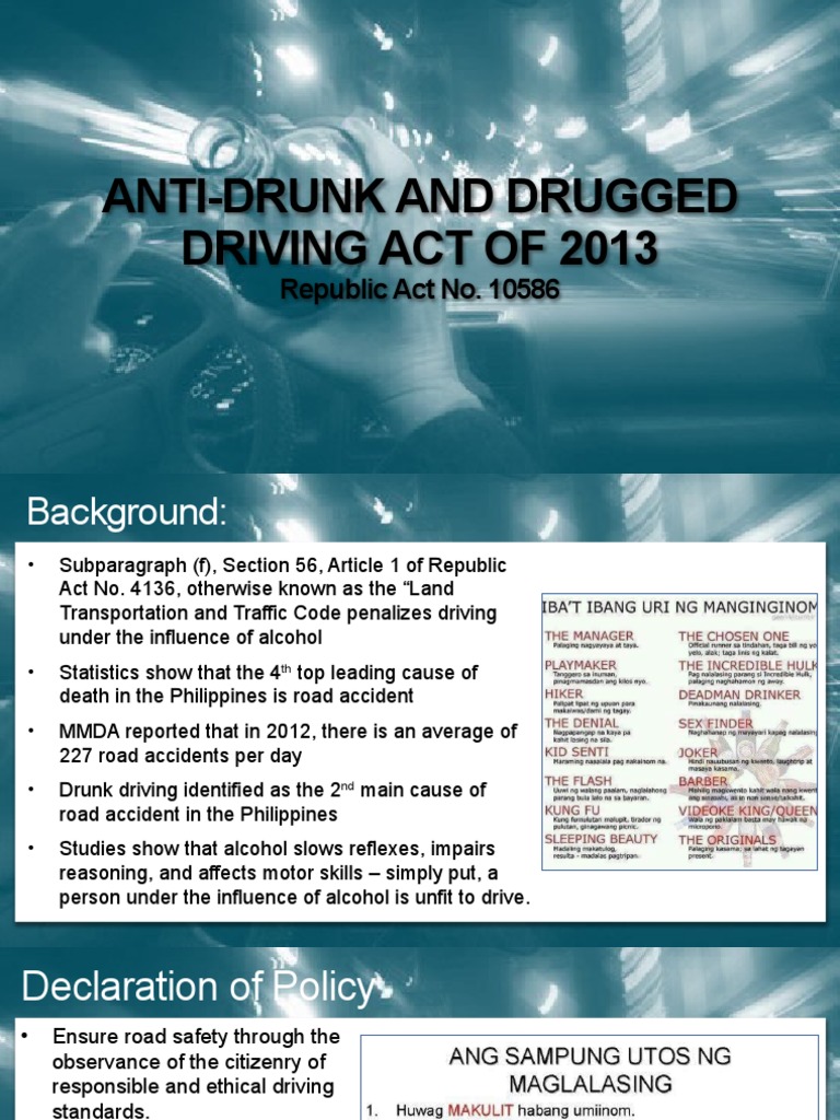Anti-Drunk and Drugged Driving Act of 2013 | PDF | Driving Under The Influence | Alcohol ...