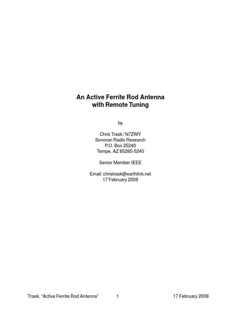 Active Ferrite Rod Antenna | PDF | Amplifier | Antenna (Radio)