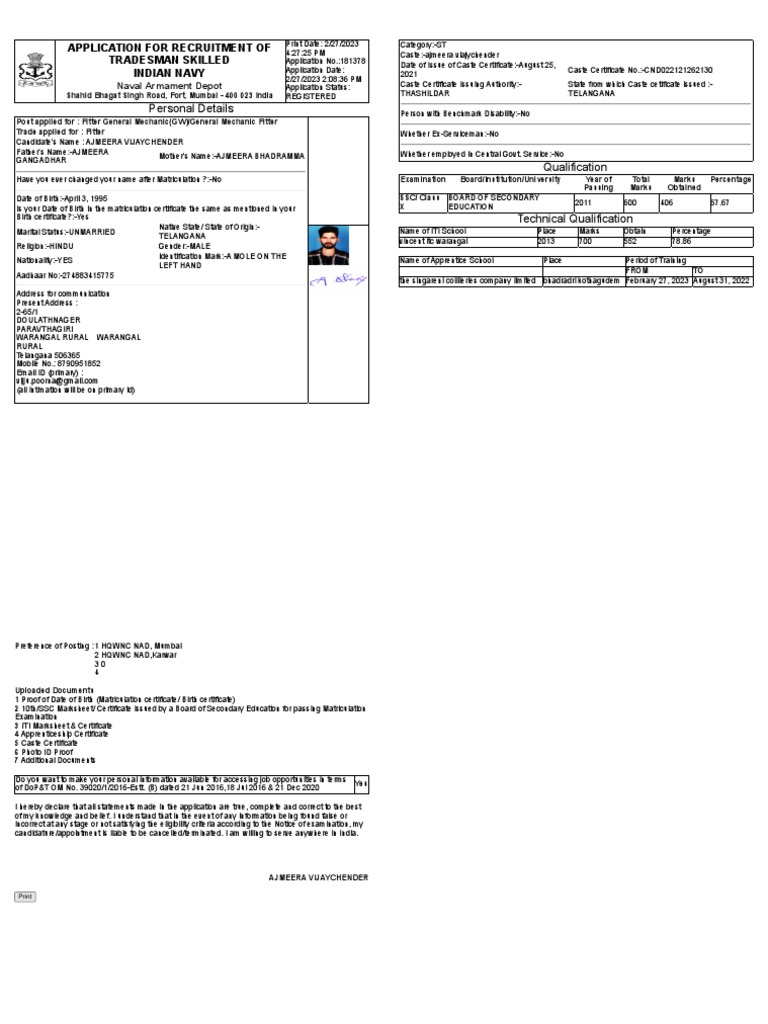 Navy Application | PDF