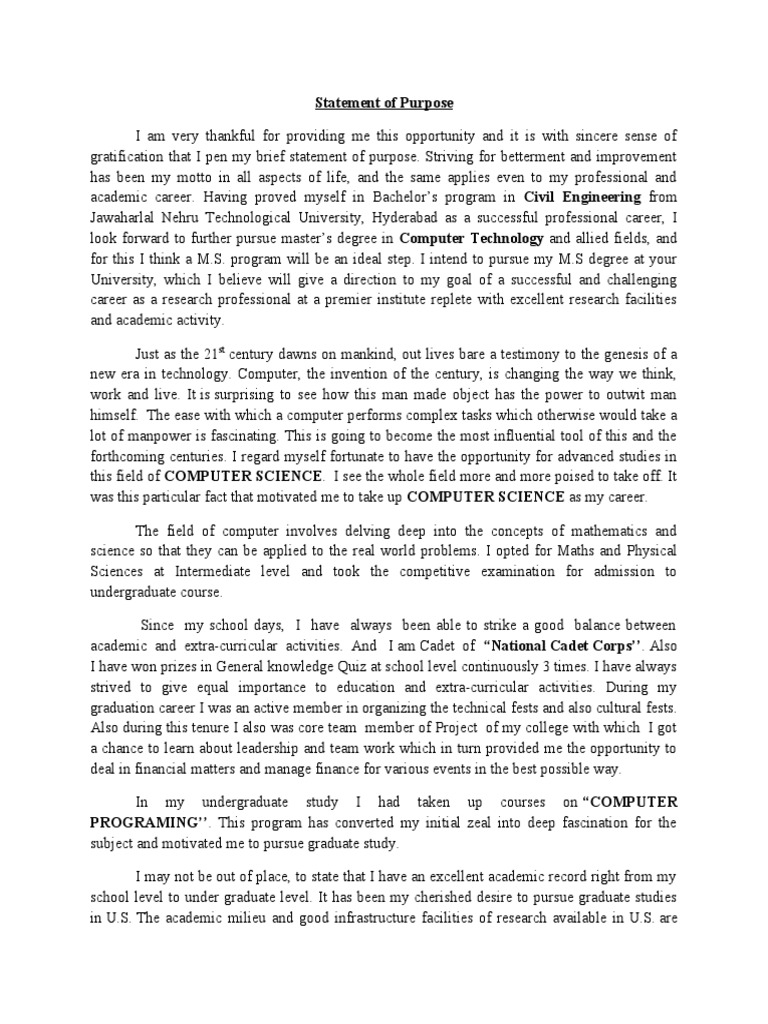 Statement of Purpose | PDF | Science | Mathematics