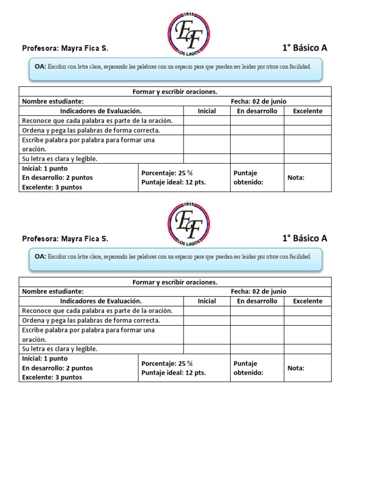 Escritura de Oraciones | PDF