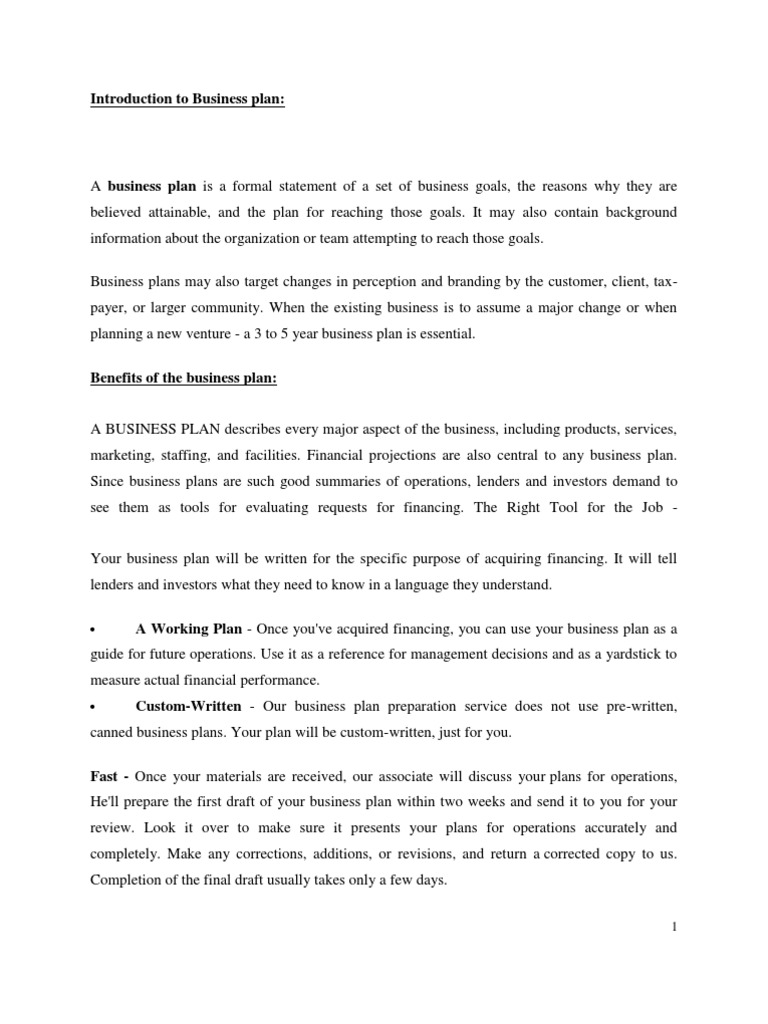 Introduction To Business Plan | PDF | Business Plan | Retail