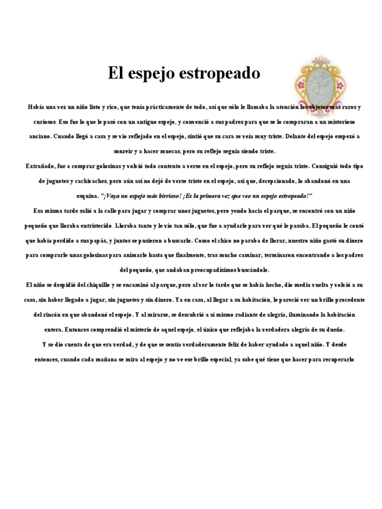 El Espejo Estropeado Cuento | PDF
