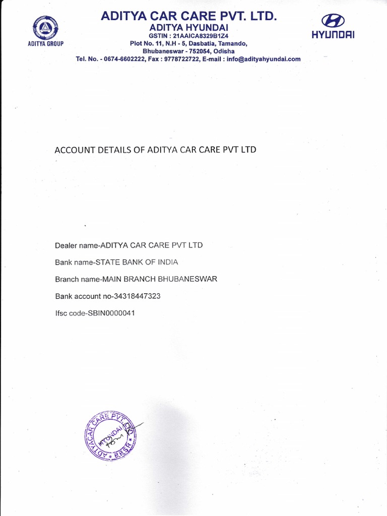 Account Details Aditya Car Care | PDF