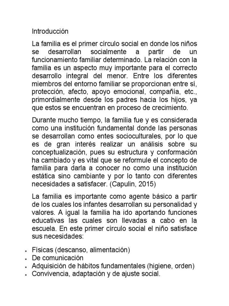 Importancia del Círculo Familiar Infantil | PDF | Familia | Institución