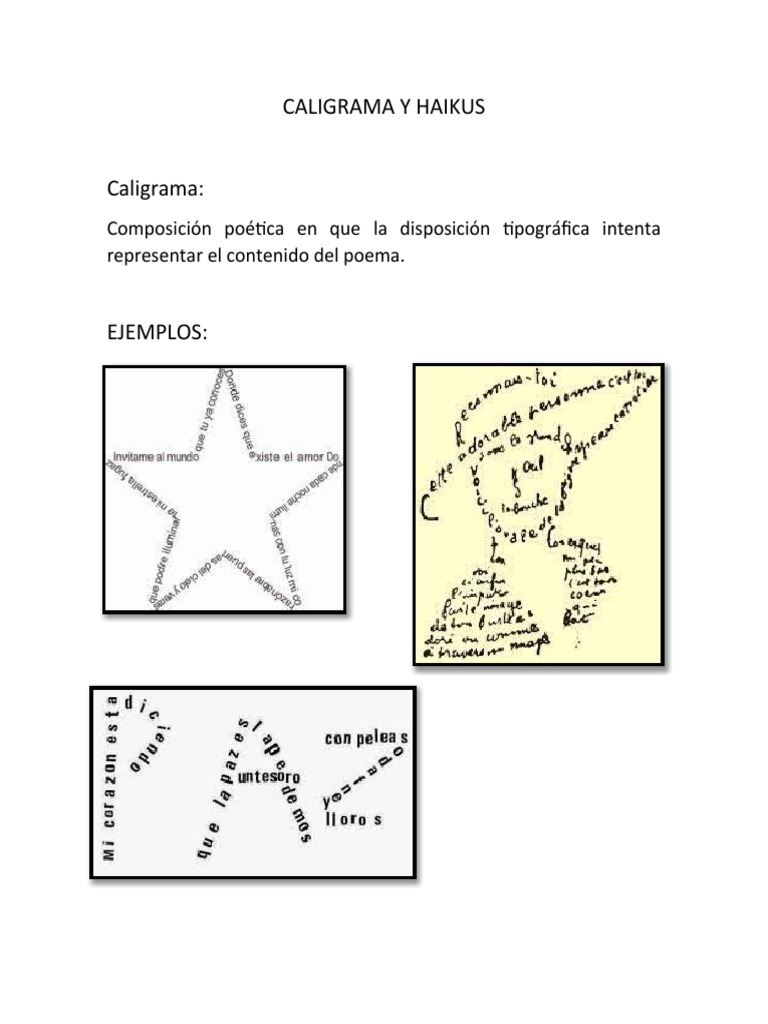 Caligrama y Haikus | PDF