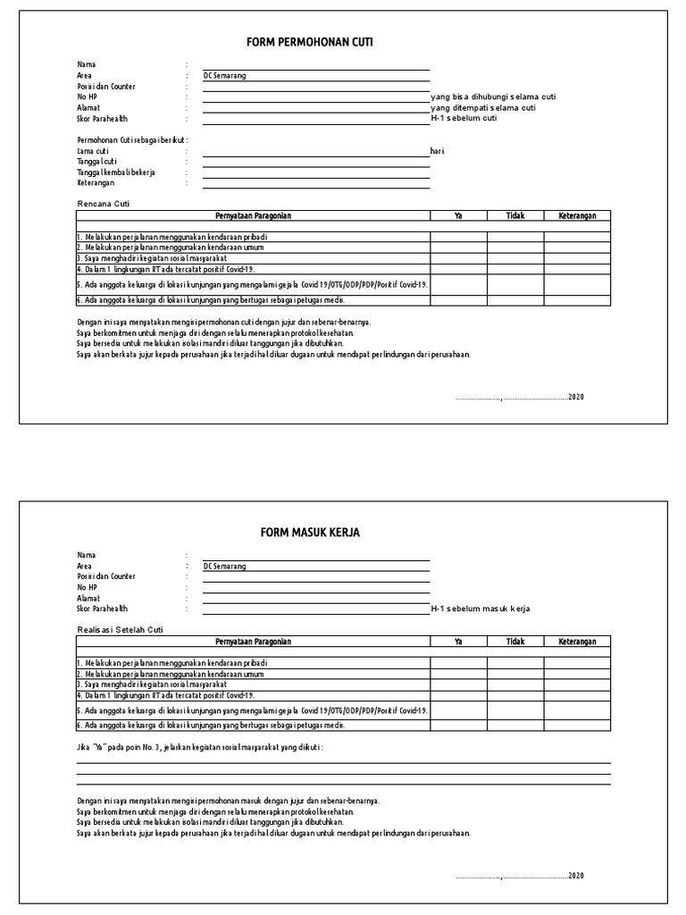 Form Pengajuan Cuti New Normal | PDF