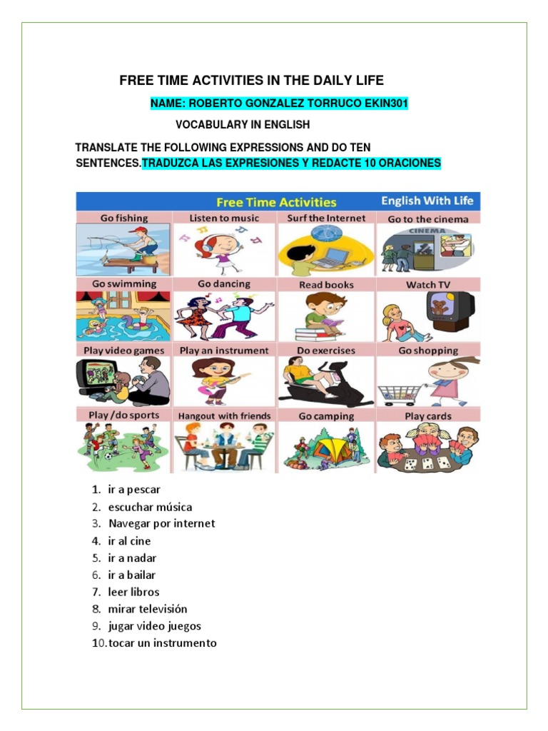 Free Time Activities in The Daily Life Ciin03 Roberto Torruco | PDF